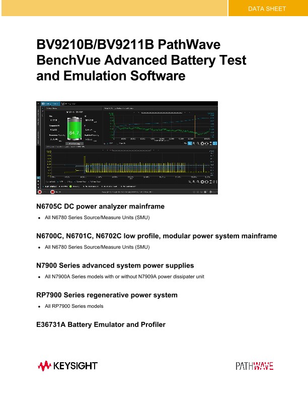 Bv9210b Pathwave Benchvue Advanced Battery Test And Emulation Software